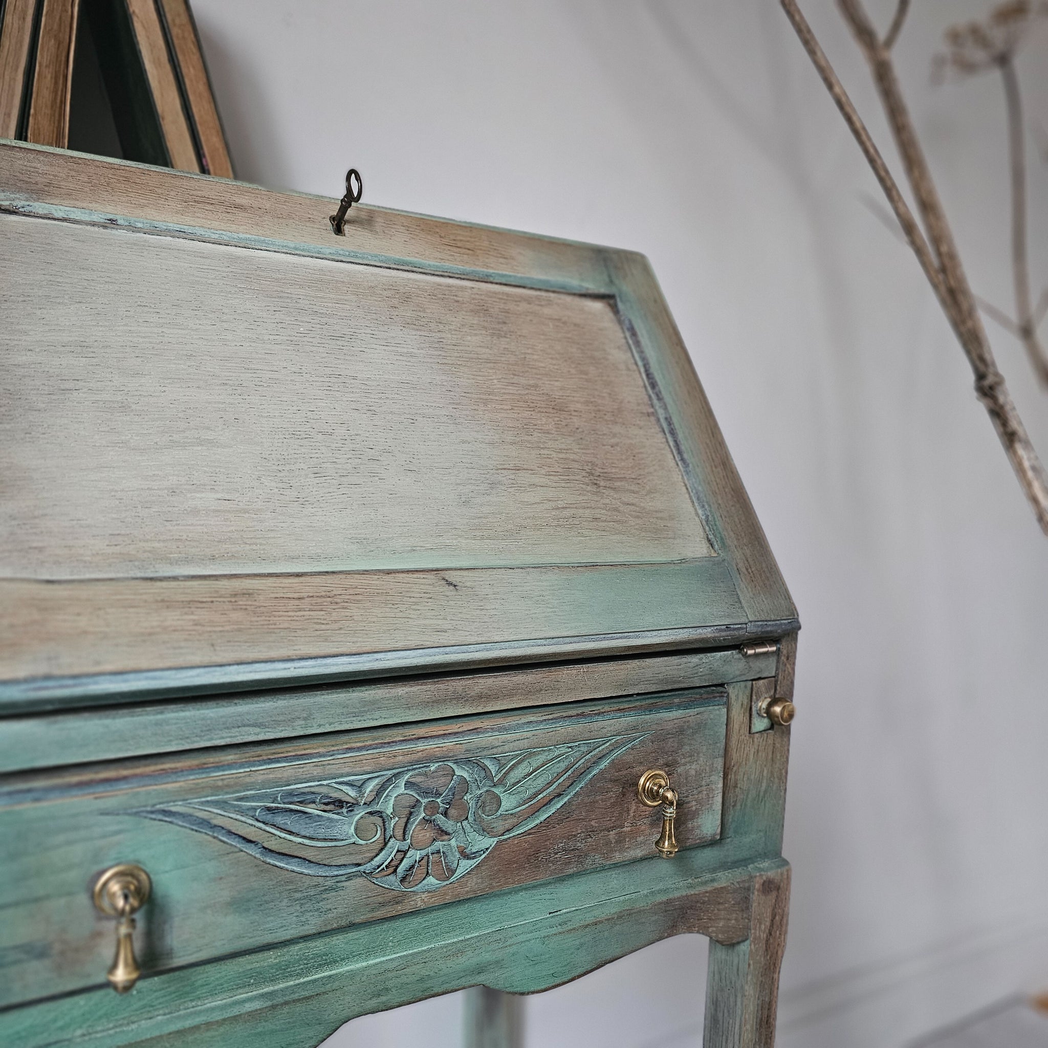 The Sharon Rustic Floral Oak Bureau – Chloe Kempster