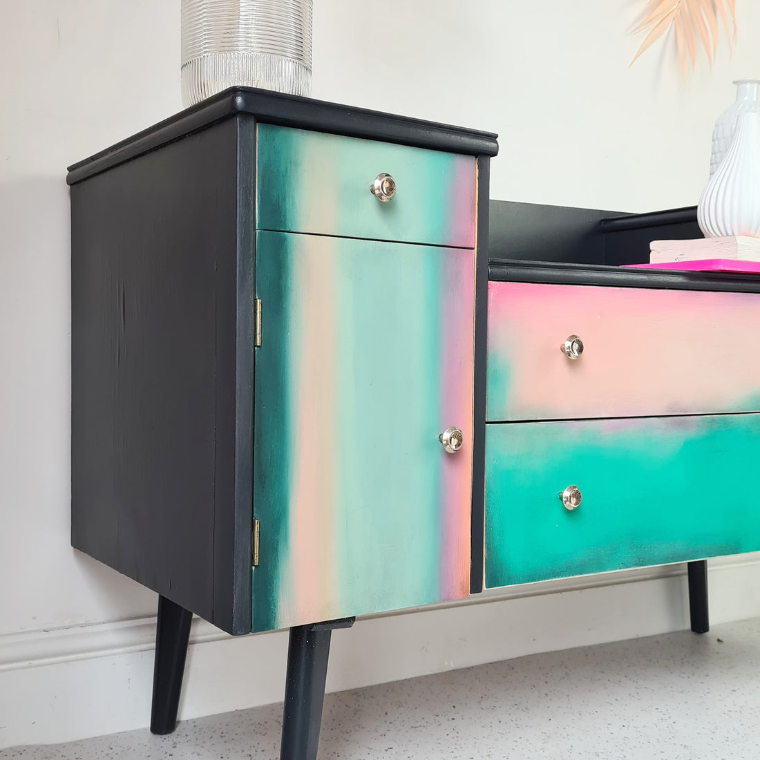 The Dawn Pastel Abstract Mid Century Sideboard – Chloe Kempster